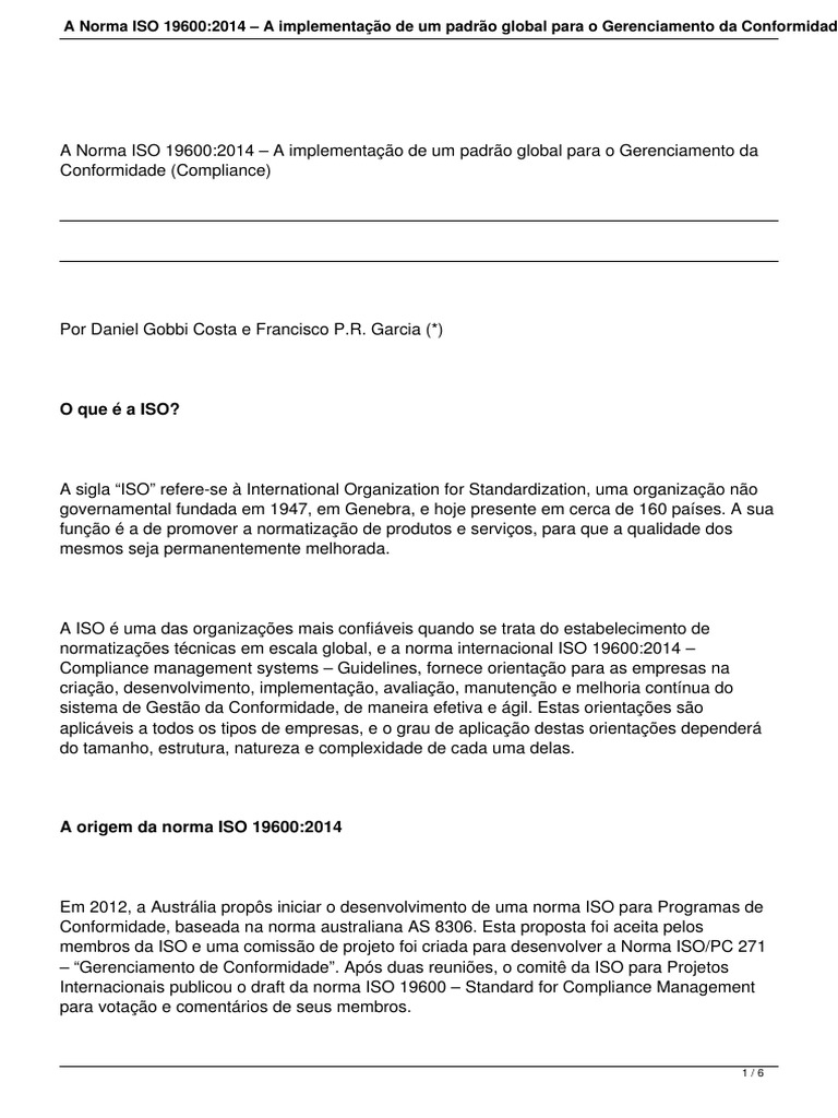 Guia ISO 19600 para Compliance Empresarial | PDF
