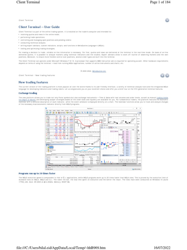 MT4 Client Terminal Userguide | PDF