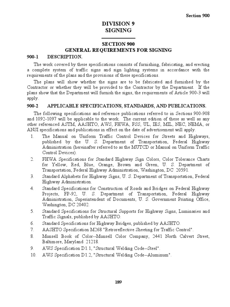 Division 9 Signing: Section 900 General Requirements For Signing | PDF ...