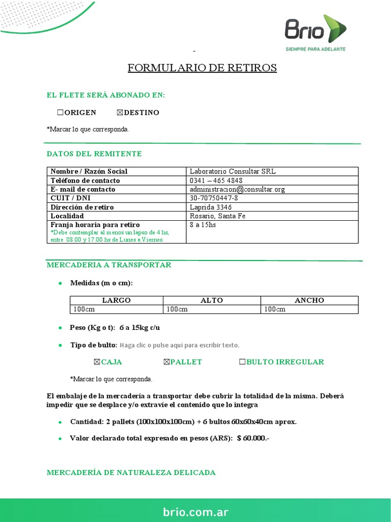 FORMULARIO DE RETIROS - Credifin | PDF