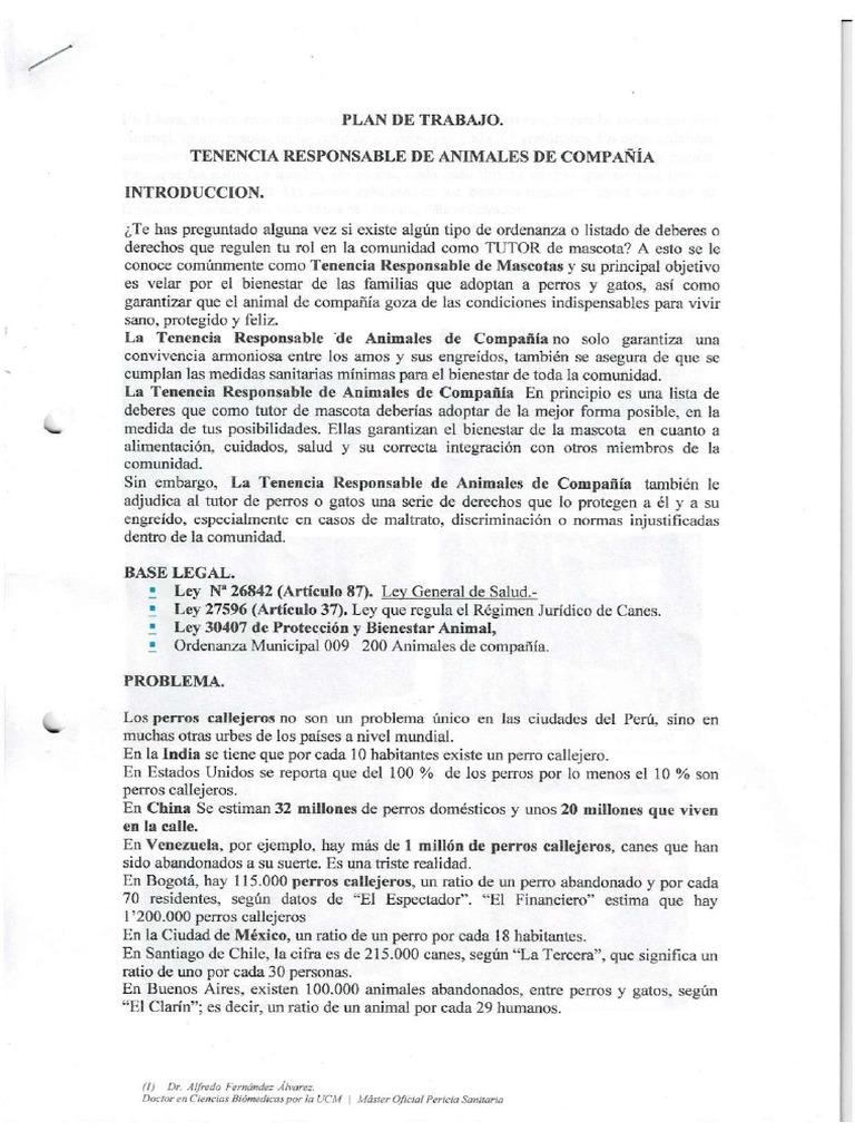 Plan Tenencia Responsable de Animales de Compania | PDF