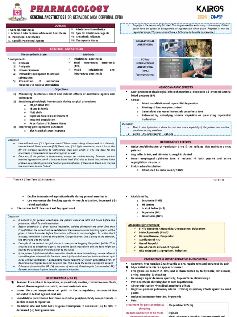 Overview of General Anesthesia Components | PDF | Anesthesia | Clinical ...