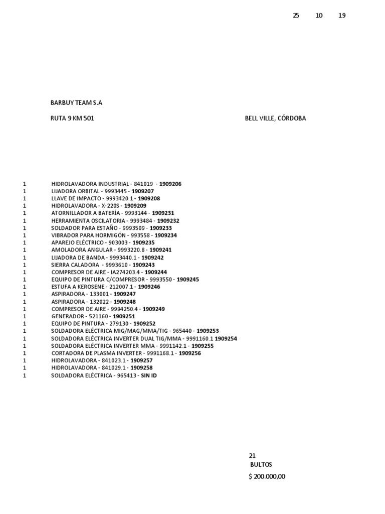 Formato REMITO Filas Extra | PDF