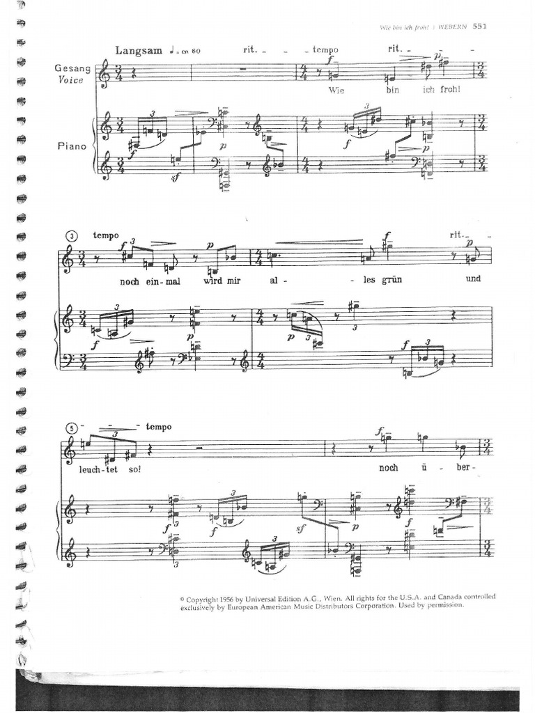 WEBERN, Wie Bin Ich Froh!, Op.25 | PDF