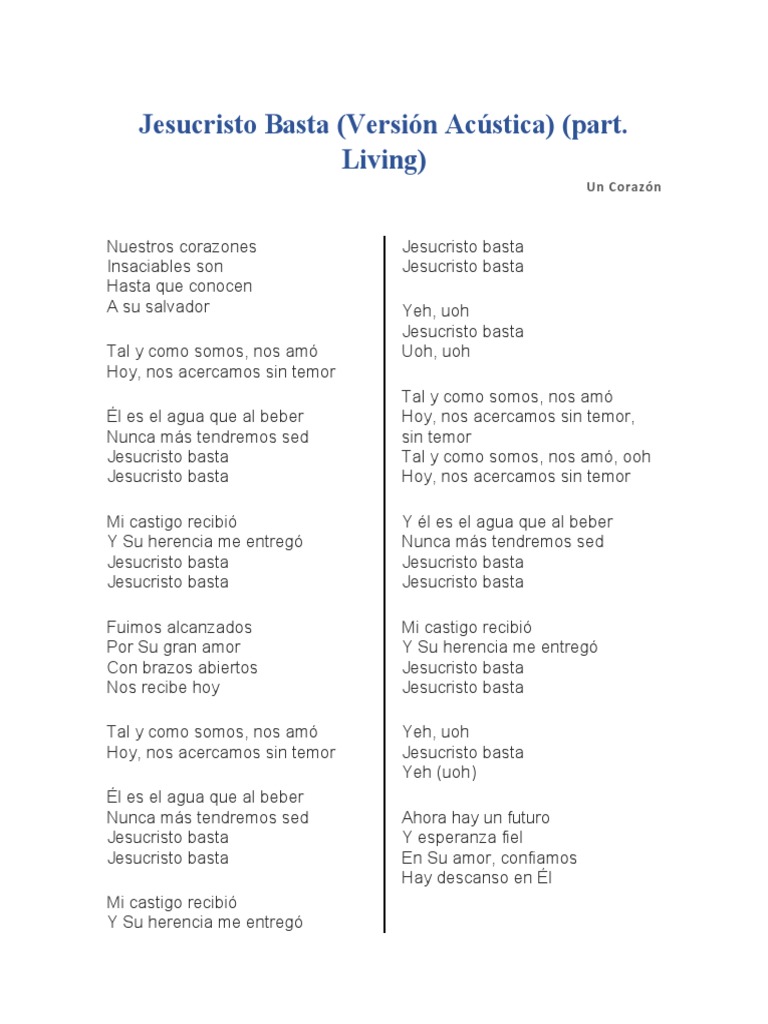 Jesucristo Basta (Versión Acústica) (Part. Living) | PDF