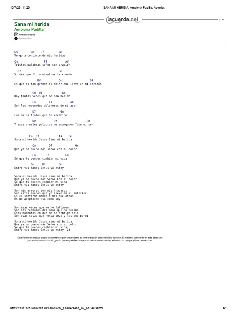 SANA MI HERIDA, Ambiorix Padilla - Acordes | PDF