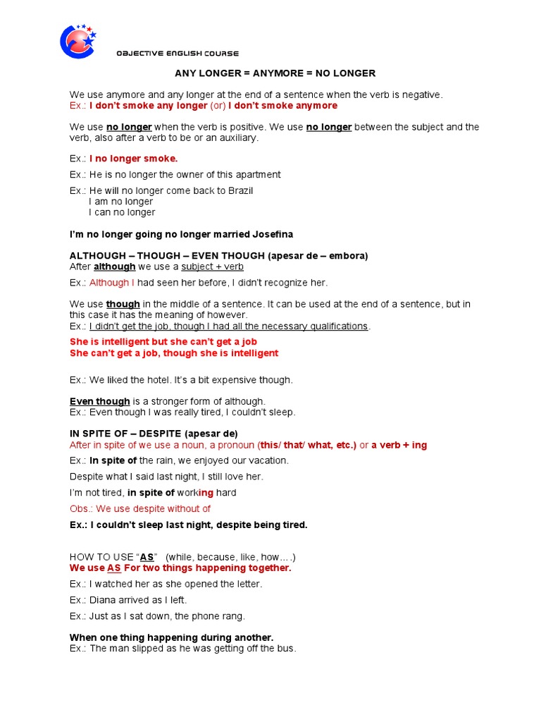 No Longer - Any Longer - Anymore | PDF