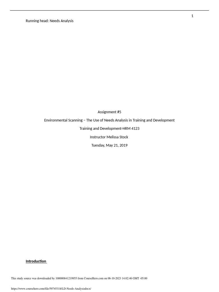 L D Needs Analysis | PDF | Leadership | Learning