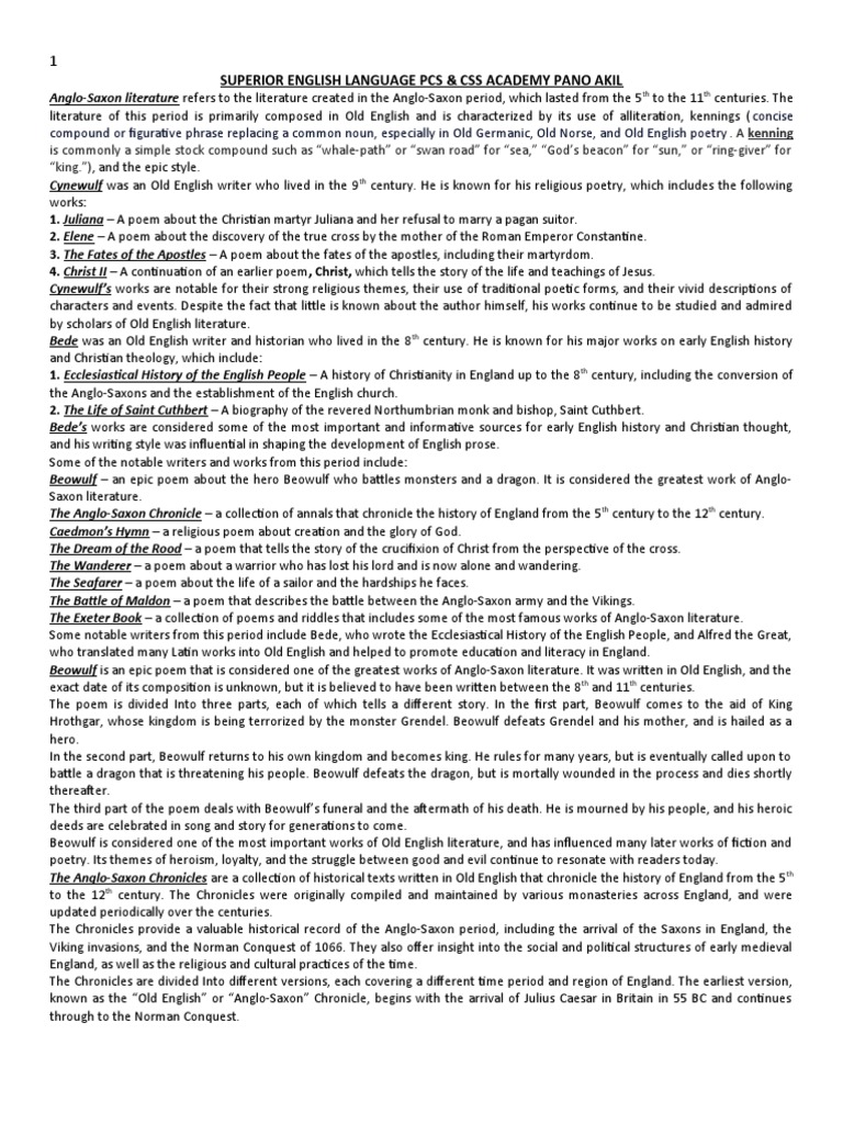 Anglo-Saxon Literature | PDF | The Canterbury Tales | Beowulf