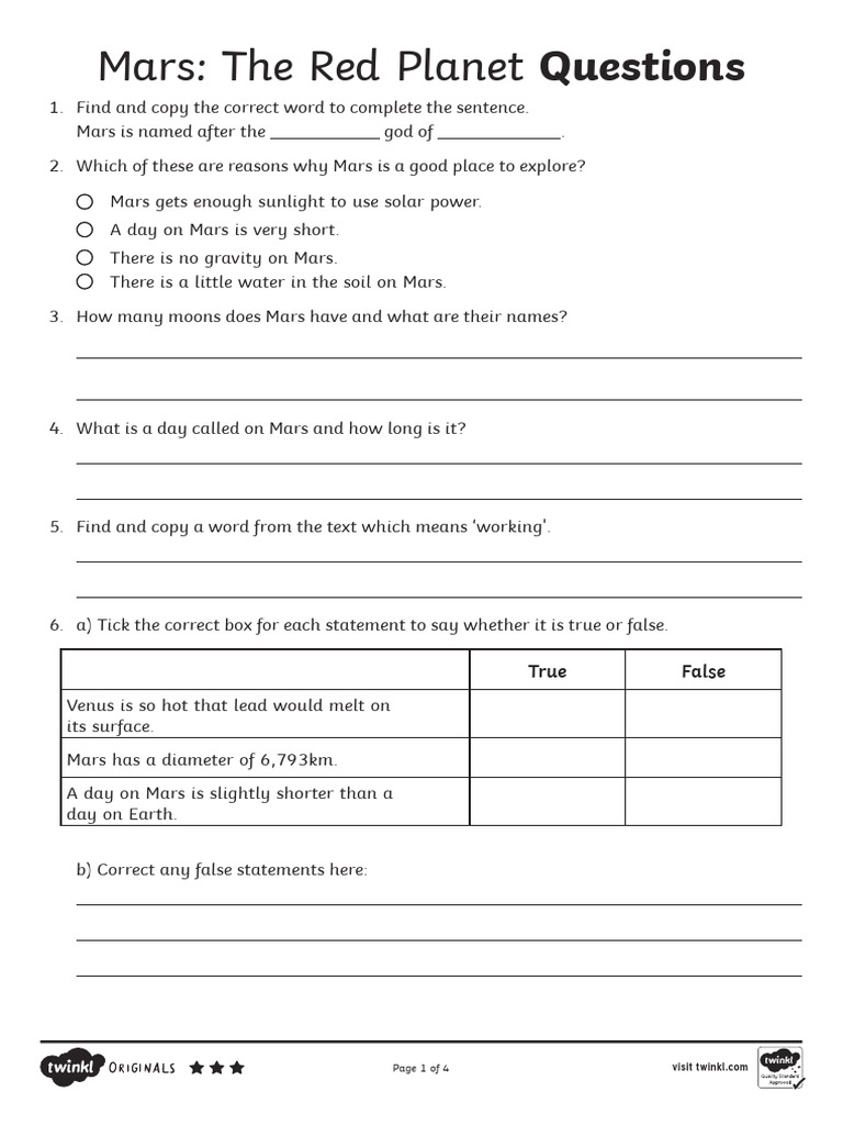 Mars Gold Questions | PDF | Mars | Venus