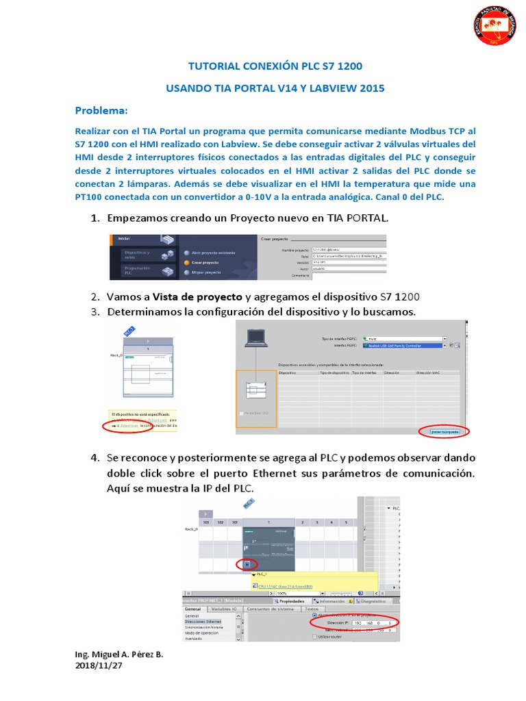 Tutorial Conexión PLC s7 1200 Con Labview | PDF | Poco | Protocolos de ...