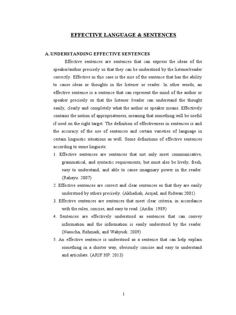 Effective Language & Sentences | PDF
