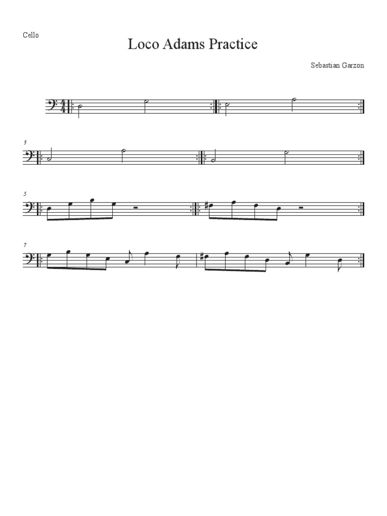 Locos Adams Practice - Cello | PDF