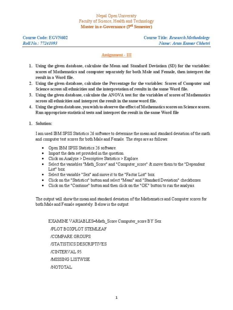 EGVN 602 Assignment 3 - Solution | PDF | Errors And Residuals | Analysis Of Variance