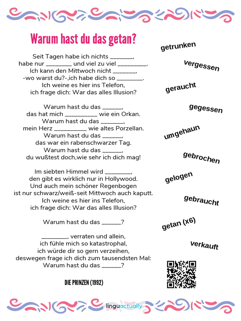 Lied - Warum Hast Du Das Getan - Die Prinzen - Perfekt | PDF