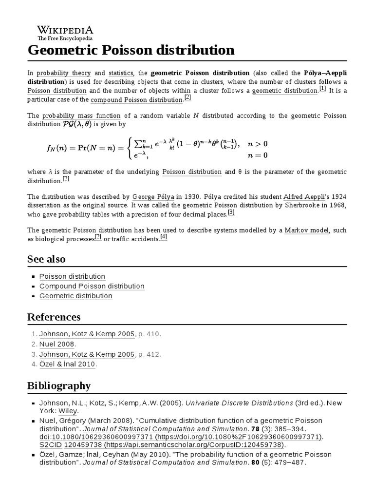 Geometric Poisson Distribution | PDF