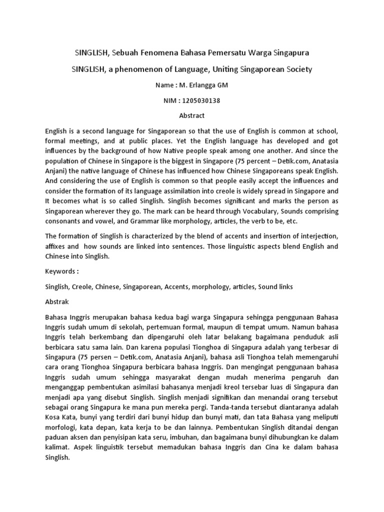The Edited of SINGLISH (1) .Docx Bouncing 2 | PDF