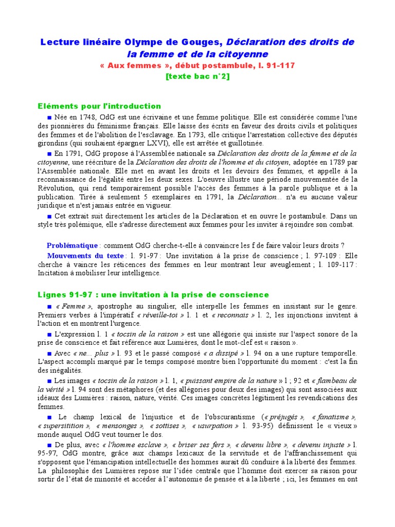 Lecture Linéaire OdG 2 Texte Bac N°2 | PDF