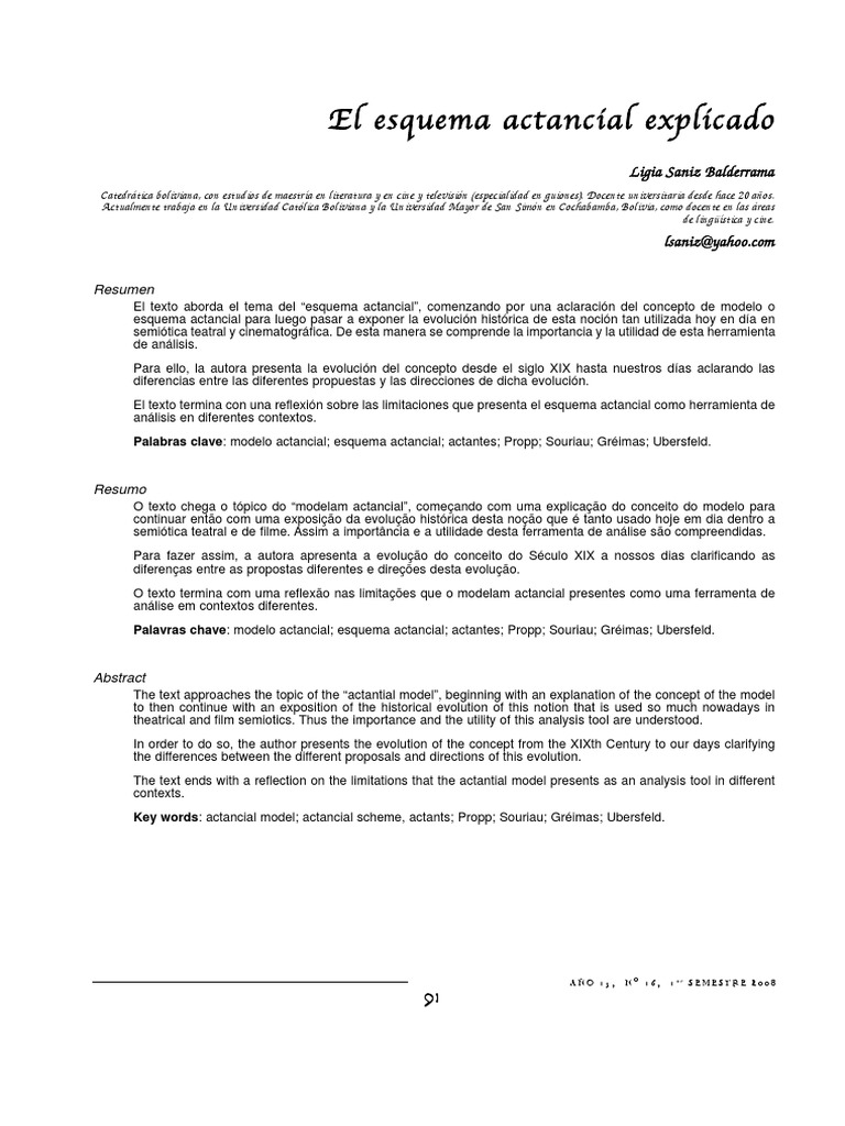 Esquema Actancial Explicado | PDF