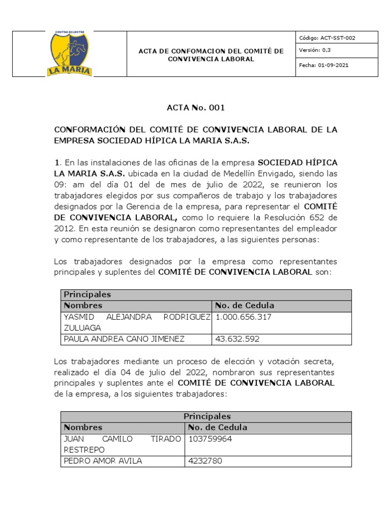 Acta de Constitucion Del Cocolab | PDF | Gobierno