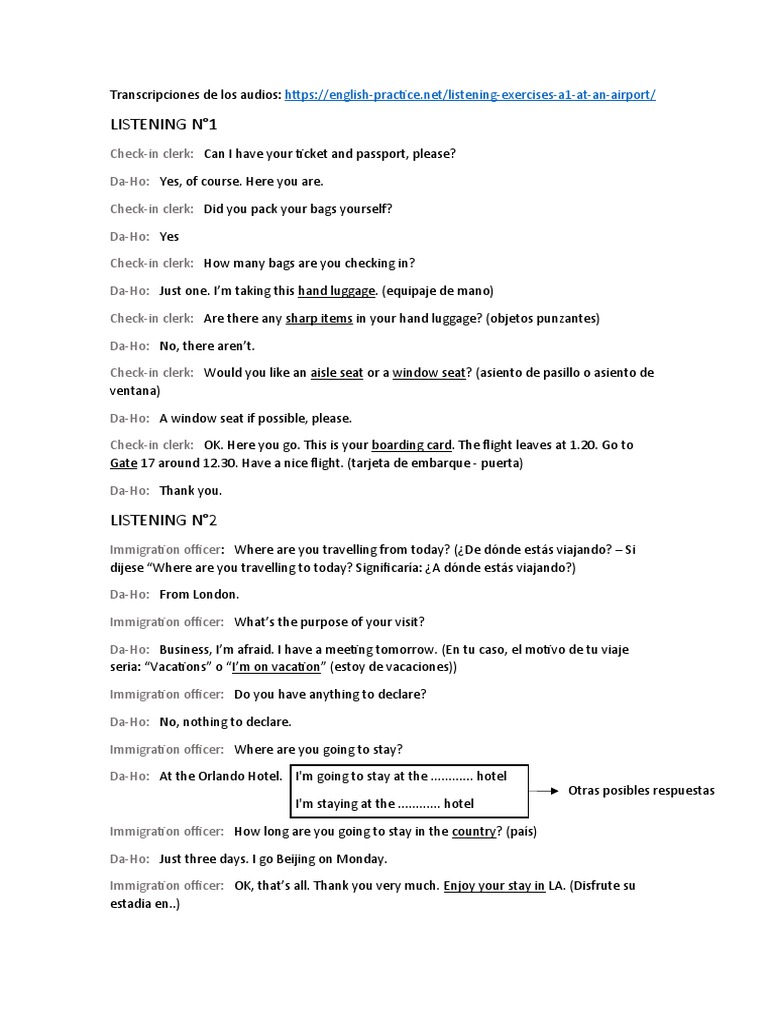 Listening - at The Airport | PDF