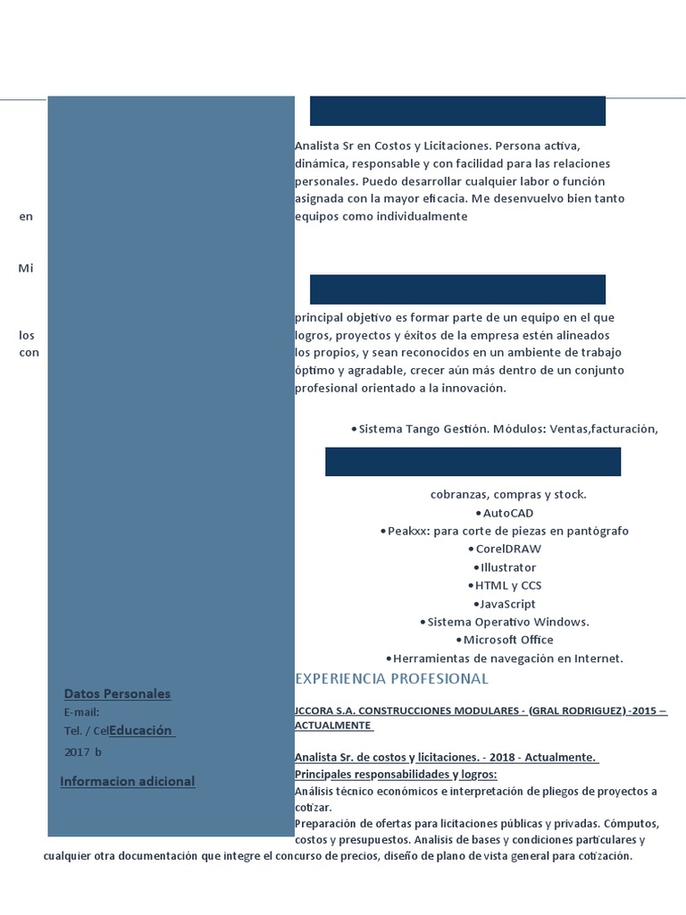 CV Modelo Word | PDF | Calidad (comercial) | Business