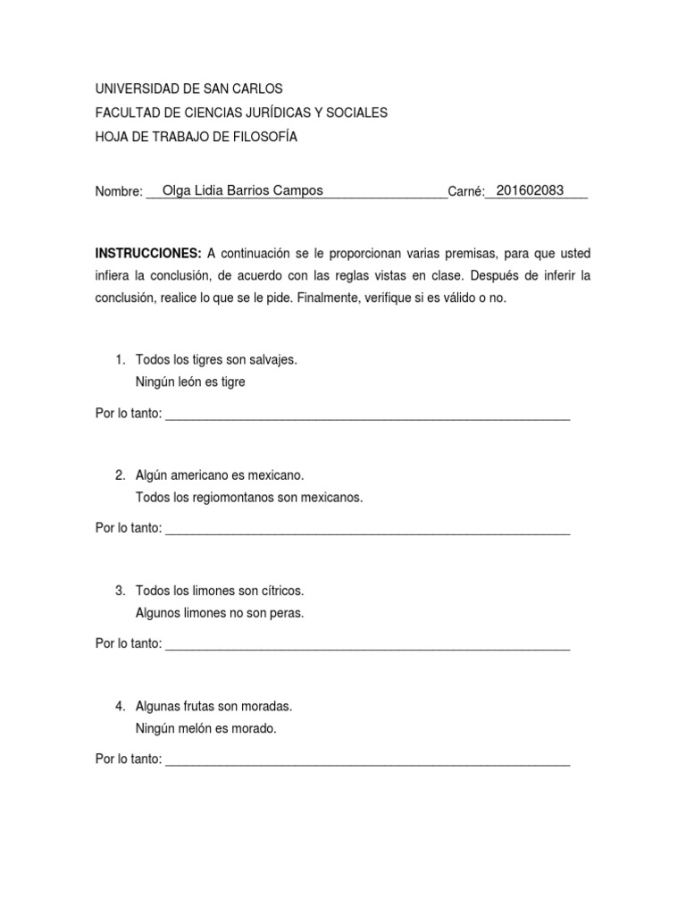 Hoja de Ejercicios para Segundo Parcial | PDF | Lógica