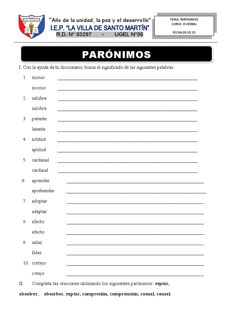 Ficha Aplicativa Paronimos 080523 | PDF