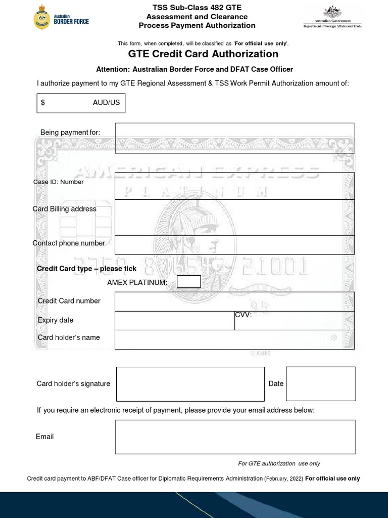 Amex Platinum Credit Card Authorization Form | PDF
