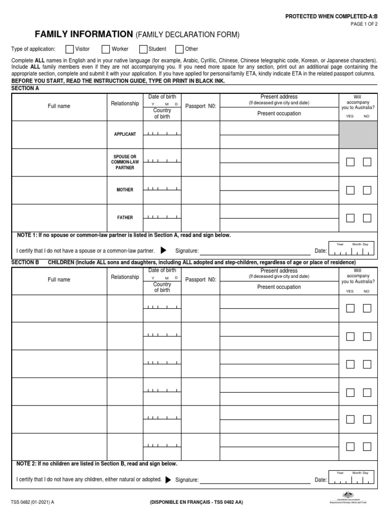 Accompanying Family Declaration & Information Form ( ) | PDF