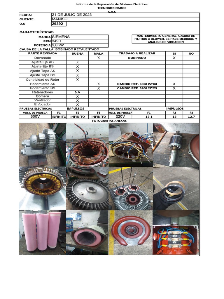 Informe Reparacion Motor | PDF