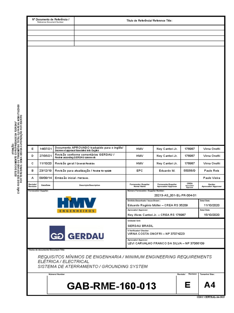 Sistema de Aterramento Gab-Rme-160-013-E | PDF | Eletricidade | Metrologia