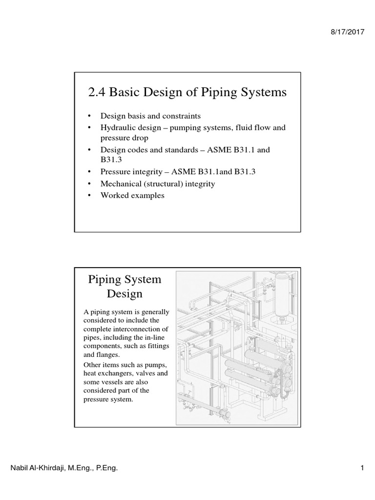2.4 Basic Design of Piping Systems | PDF | Deformation (Engineering) | Pipe (Fluid Conveyance)