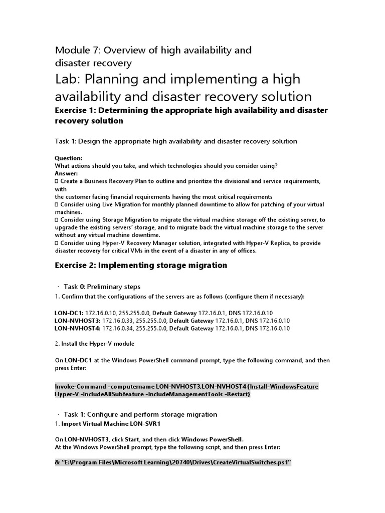 Lab: Planning and Implementing A High Availability and Disaster ...