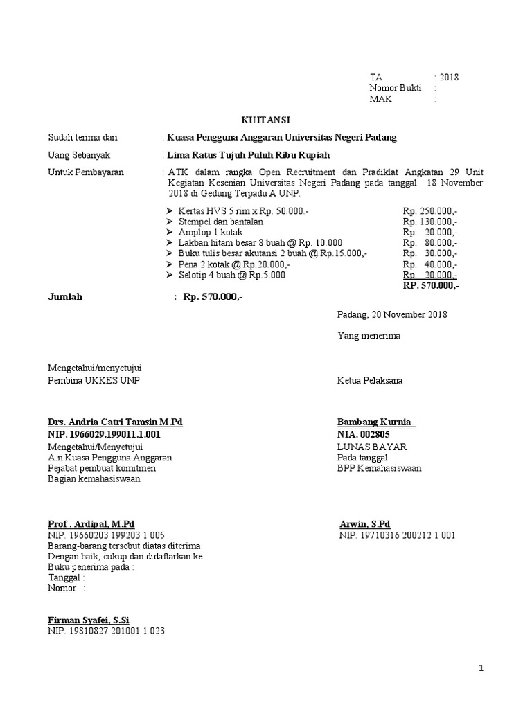 Surat Pertanggung Jawaban (SPJ) OR | PDF