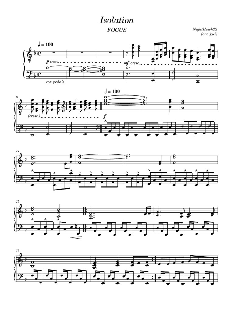 NH22 Isolation Piano Sheet Music | PDF