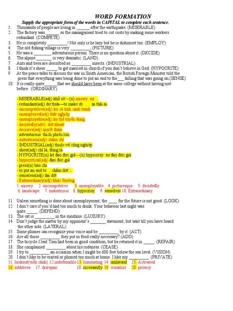 Word Formation - 1 | PDF