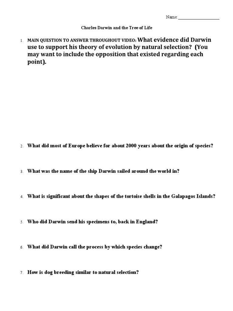 Charles Darwin and The Tree of Life Questions1 | PDF