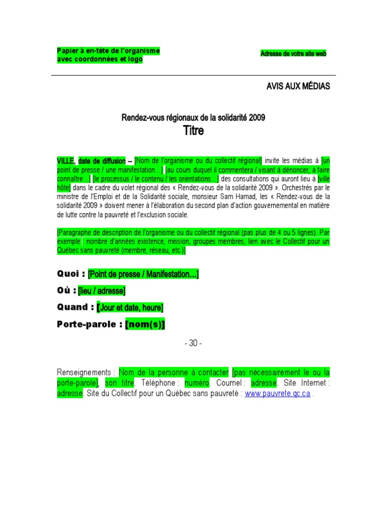 Modele Avis Aux Medias-2 | PDF