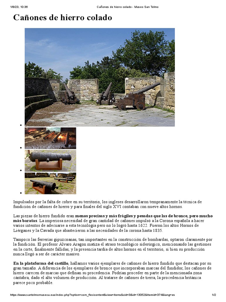 Cañones de Hierro Colado - Museo San Telmo | PDF
