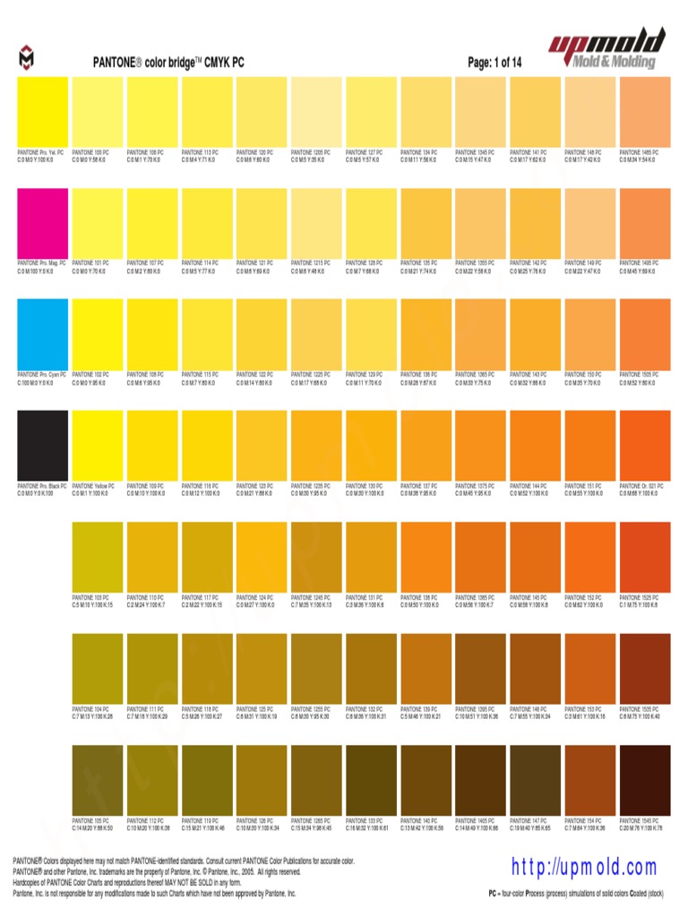 Pantone Color Chart Cmyk