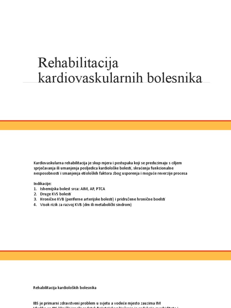 Rehabilitacija Kardiovaskularnih Bolesnika | PDF