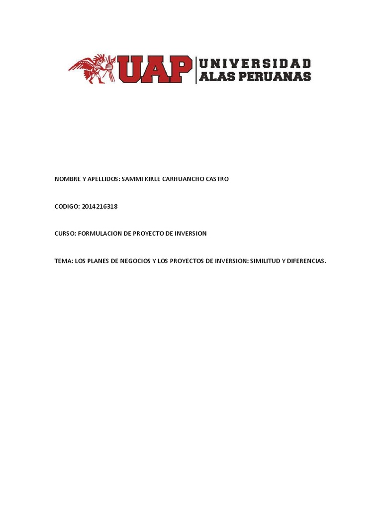 Nombre Y Apellidos: Sammi Kirle Carhuancho Castro | PDF | Planificación ...