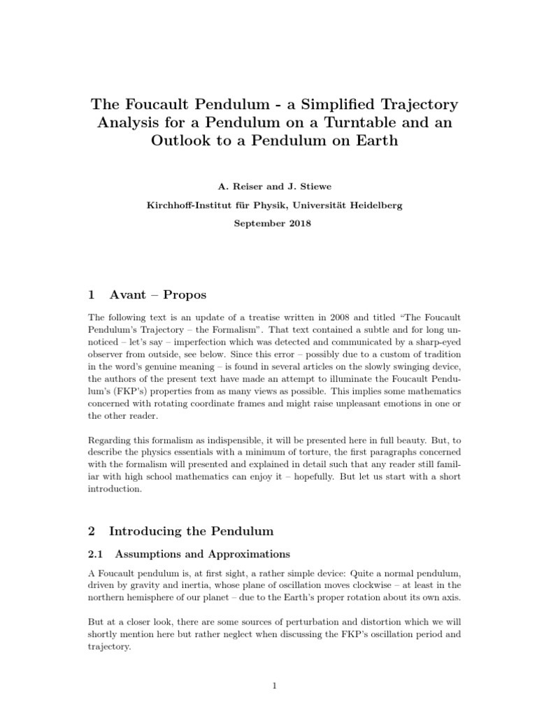 Foucault Pdf Pendulum Force