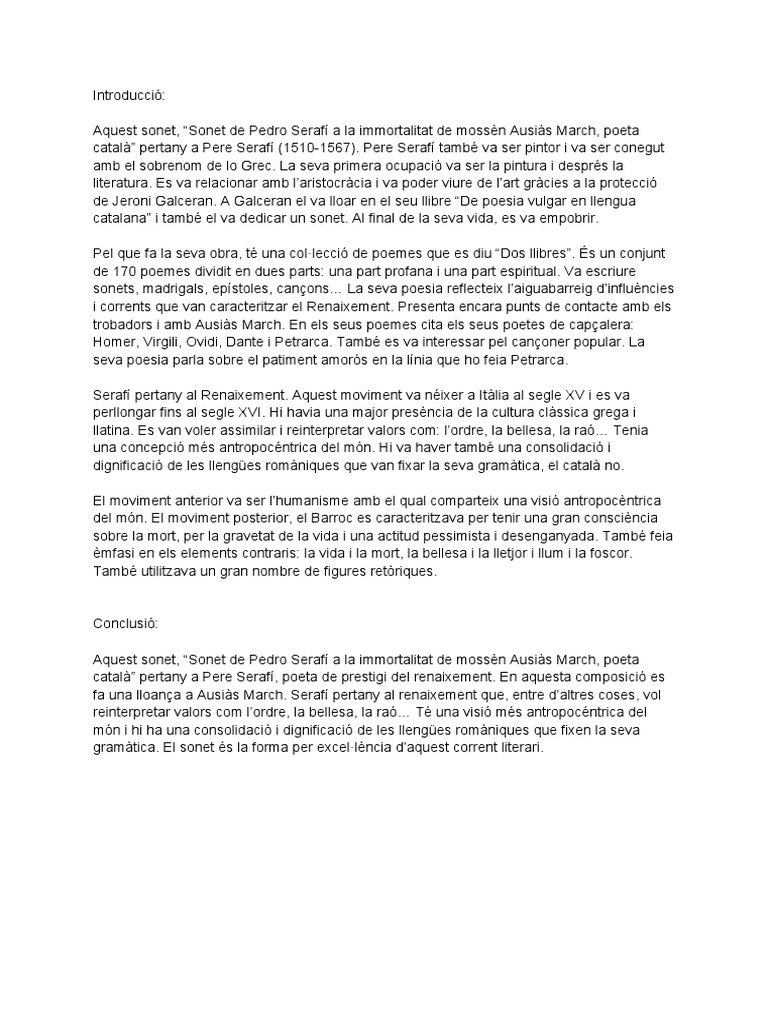 Sonet de Pere Serafí al Renaixement | PDF