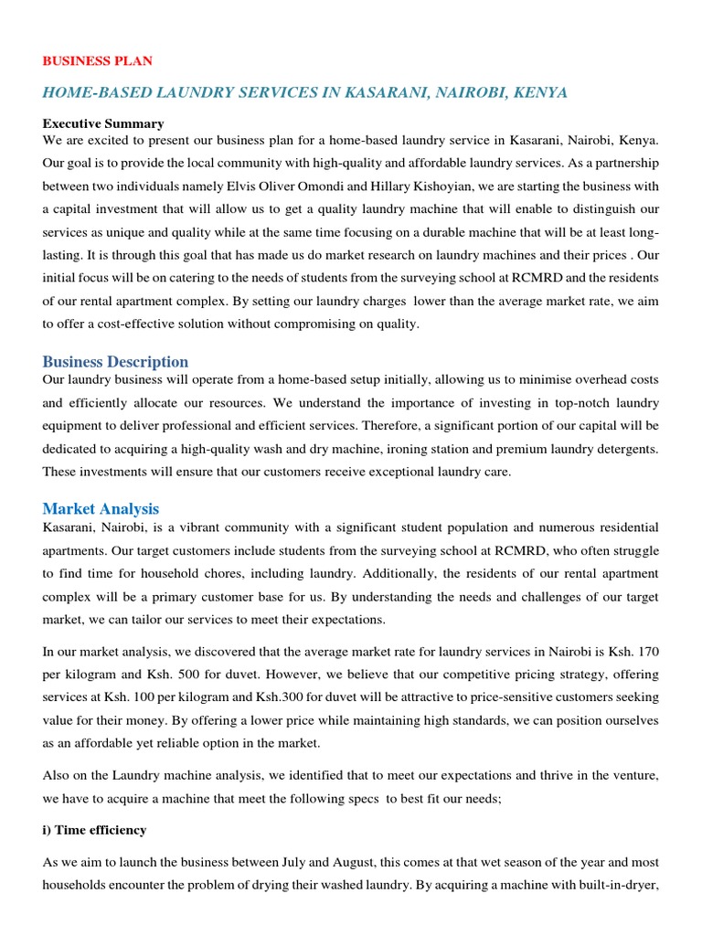 Business Plan For Laundry Services | PDF