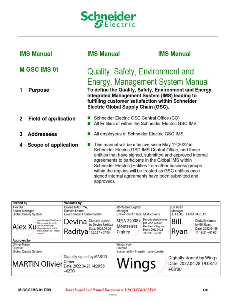 M GSC IMS 01 Quality, Safety, Environment and Energy, Management System ...