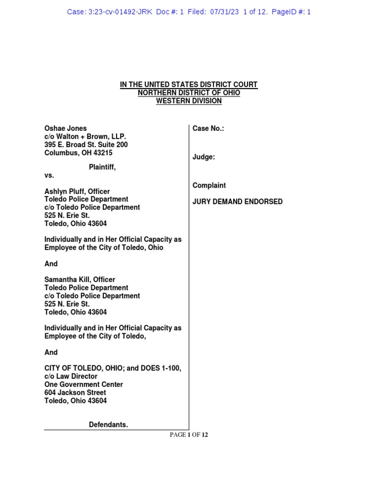 Olympic Boxer Sues City Of Toledo Tpd Officers Over 2022 Arrest Pdf