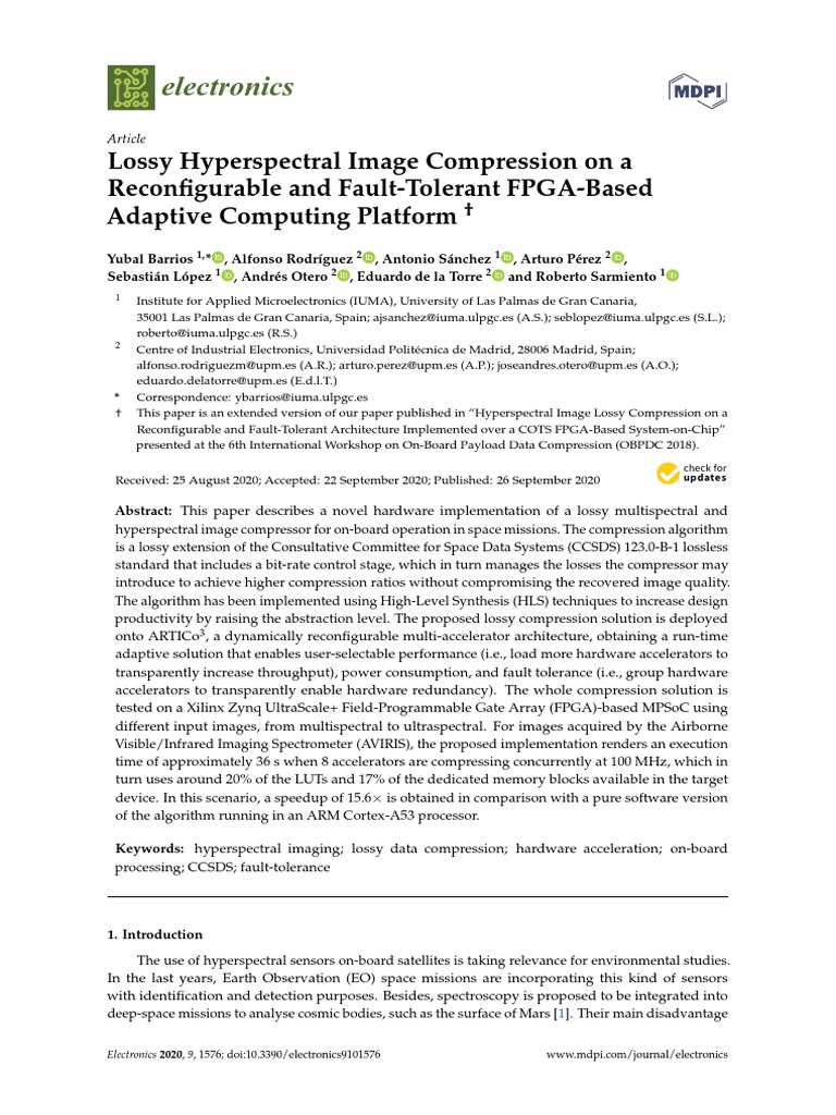 2020 - Lossy Hyperspectral Image Compression On A Reconfigurable and ... 2020 - Lossy Hyperspectral Image Compression On A Reconfigurable and ...