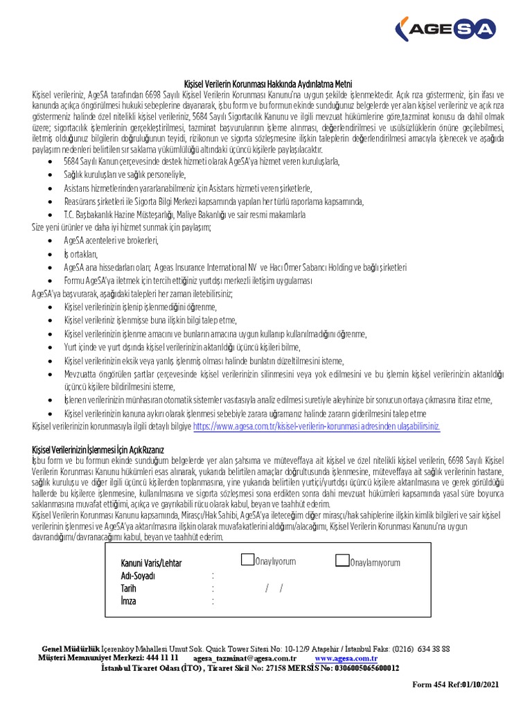 Hayat Sigortaları Vefat Beyan Formu | PDF